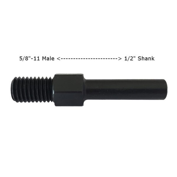 Core Drill Bit Adapter: 5/8"-11 Male / 1/2" Shank