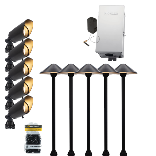 Black Brass Starter Landscape Lighting Kit - 3000K