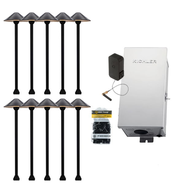 Black Brass Starter Path Lighting Kit - 3000K